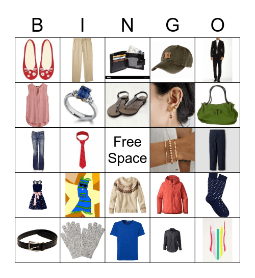 Clothing Bingo Card