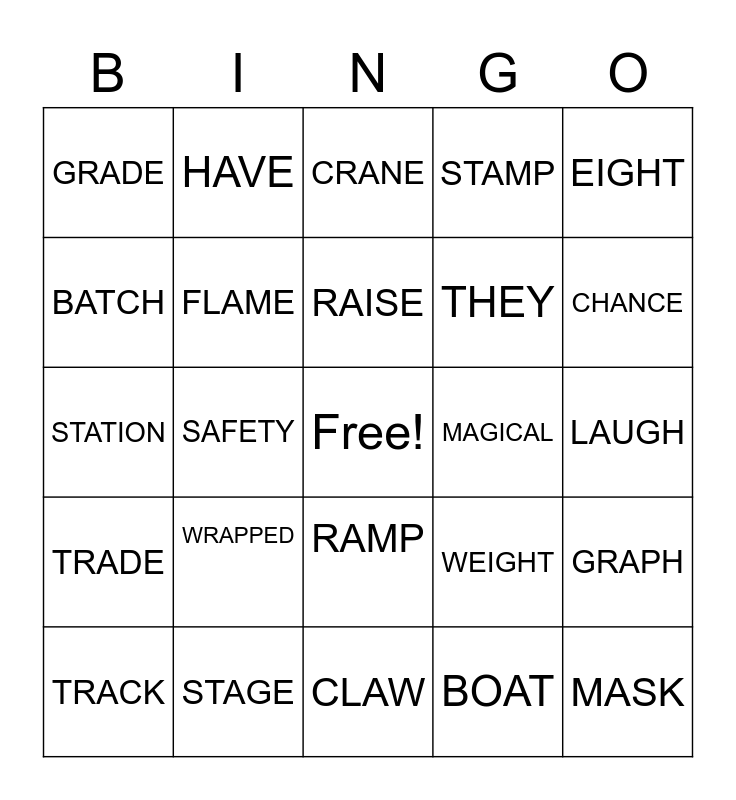 3RD GRADE Bingo Card