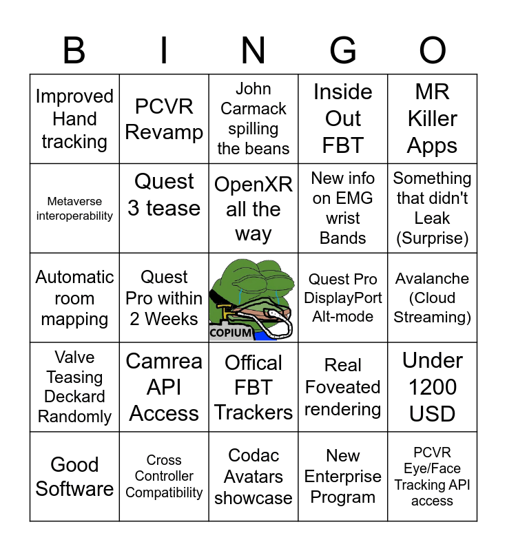 Extended Meta Connect Bingo Card