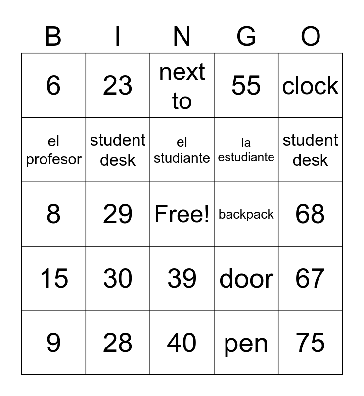Number Bingo 1-75 Bingo Card
