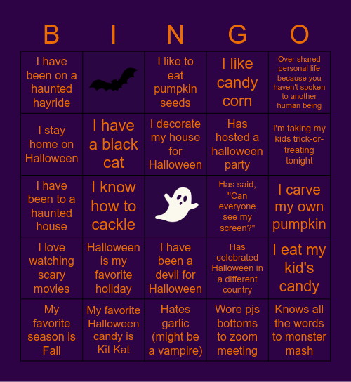 Spooky Halloween Bingo Card
