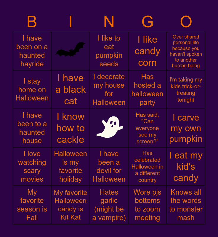 Spooky Halloween Bingo Card
