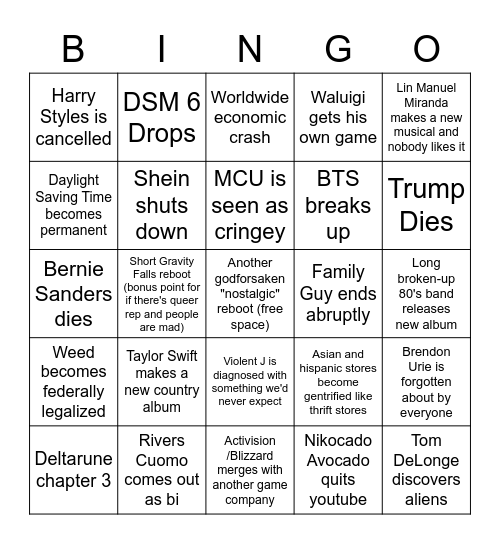 2023 bingo Card