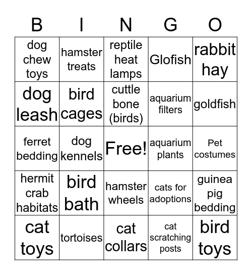 Pets Bingo Card