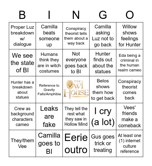 The Owl House special BINGO Card