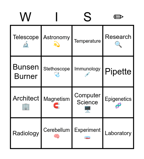 Women in STEM Bingo Card