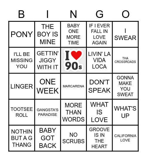 90'S EDITION VOL 1 Bingo Card