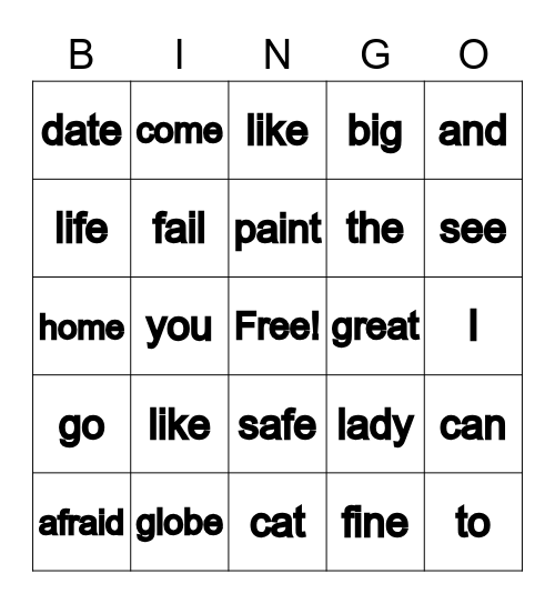 Spelling Week 3 Bingo Card