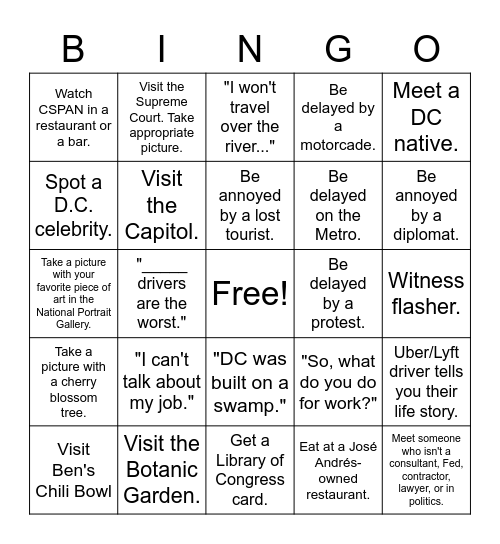 DC Bingo Card