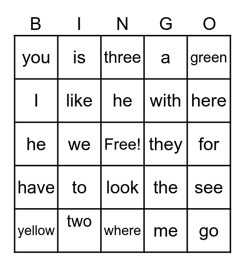 Candy Corn Word Wall Words Bingo Card