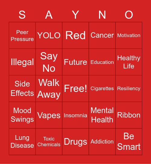 Red Ribbon Week! Bingo Card
