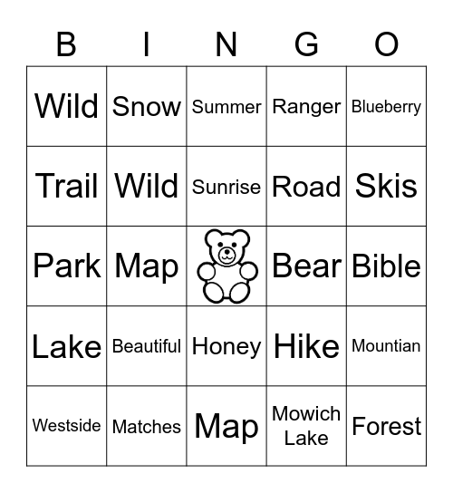 BEAR WEEK BINGO Card