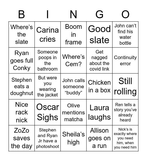Foibles Bingo Card