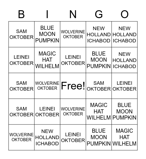 OCTOBER DRAFTS Bingo Card