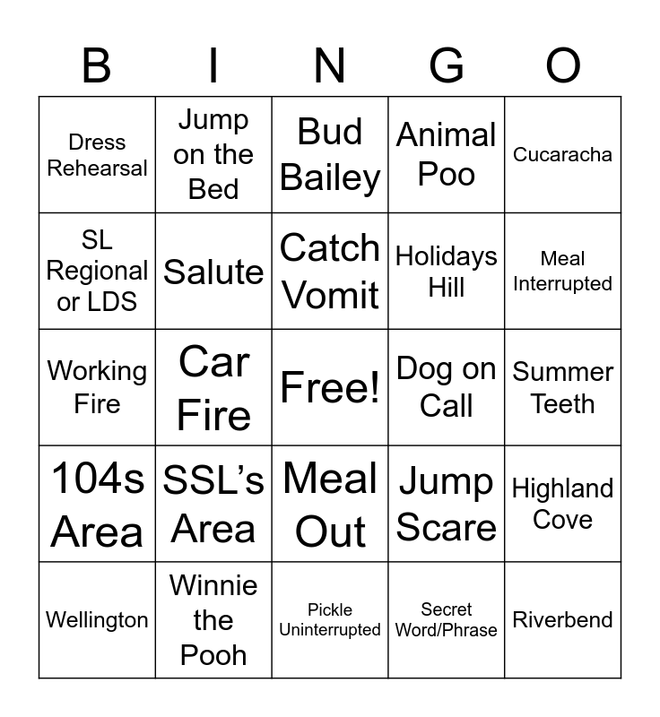 101 Bingo Card