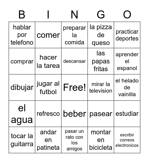 ¿QUÉ TE GUSTA HACER? Bingo Card