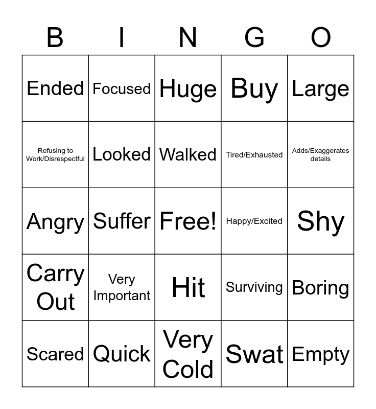 Context Clues Bingo Card