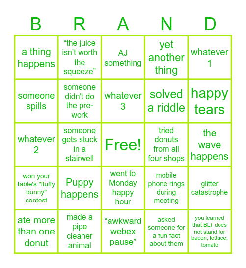 Brand Camp Bingo! Bingo Card
