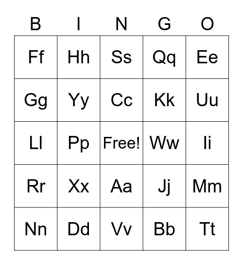 LETTER BINGO Card