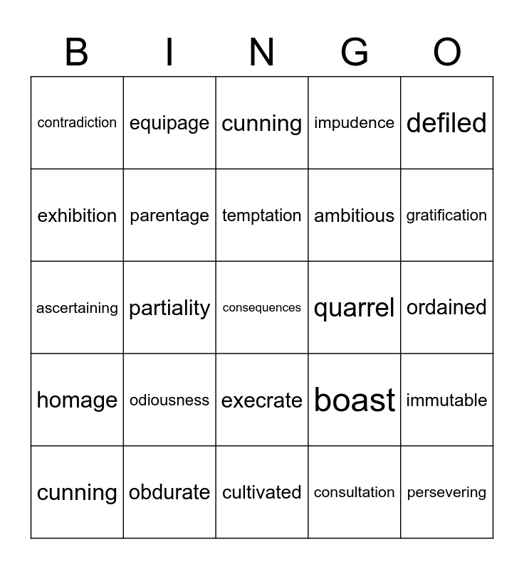 Frederick Douglas Chapters 1-3 Bingo Card