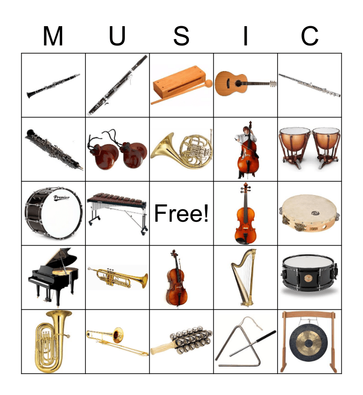 Musical Instruments Bingo Card