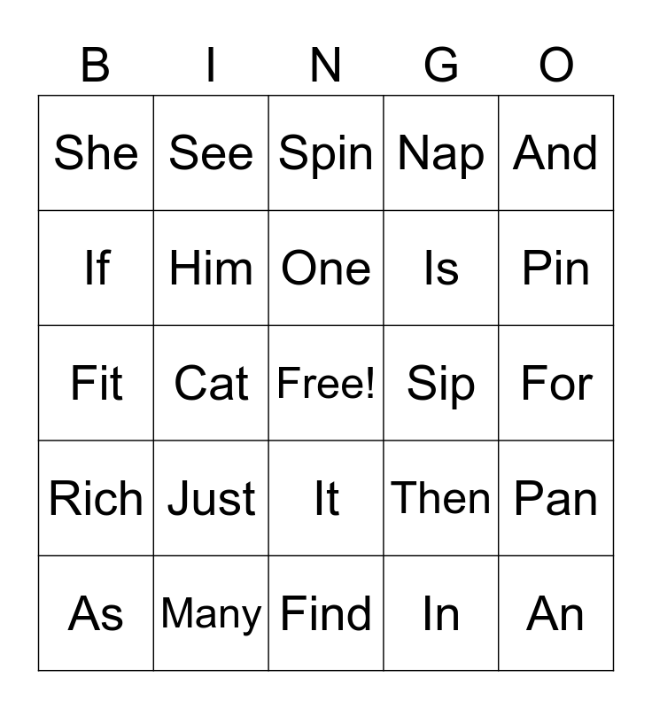 Grade 1 HMH Mod.1 Week 3 Bingo Card