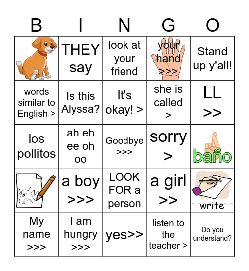 2 Bingo Semana (week) 1 EN ESPAÑÓL Bingo Card