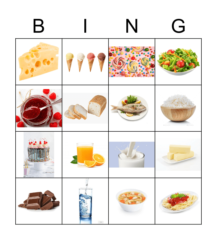 Nourriture (pg. 2 side) Bingo Card