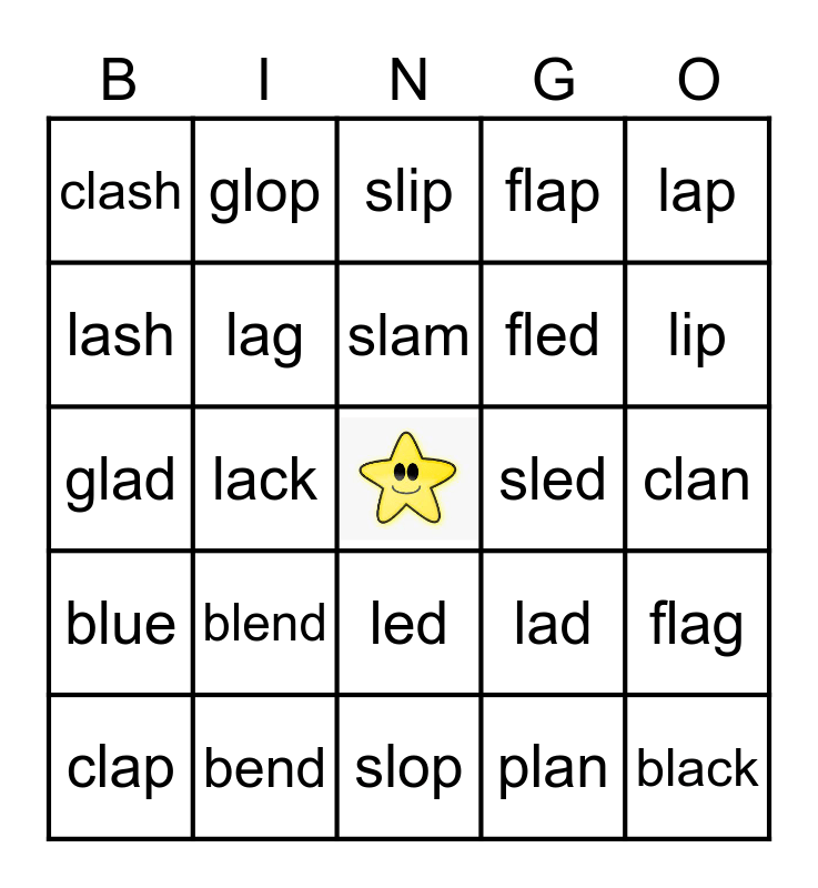 Initial "L" Blend Bingo Card