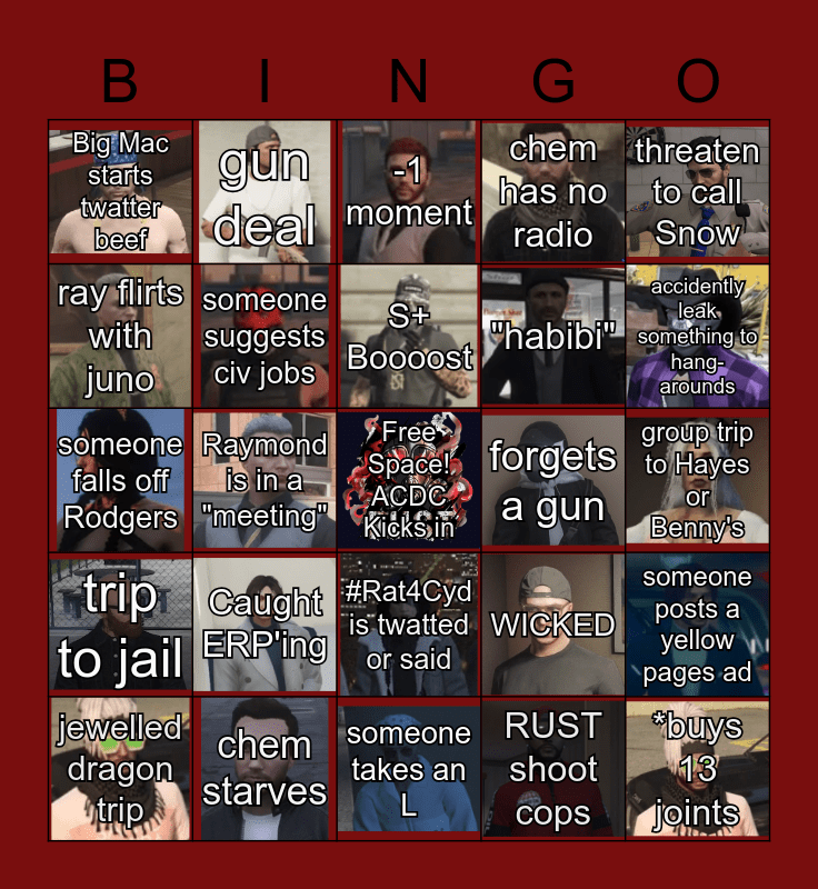 R.U.S.T BINGO Card