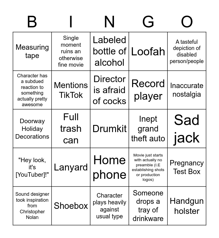 Movie Bingo 9 Runtimes, 9 Actors, 9 Gateways Bingo Card