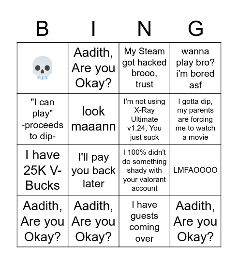 Moopan Bingo Card