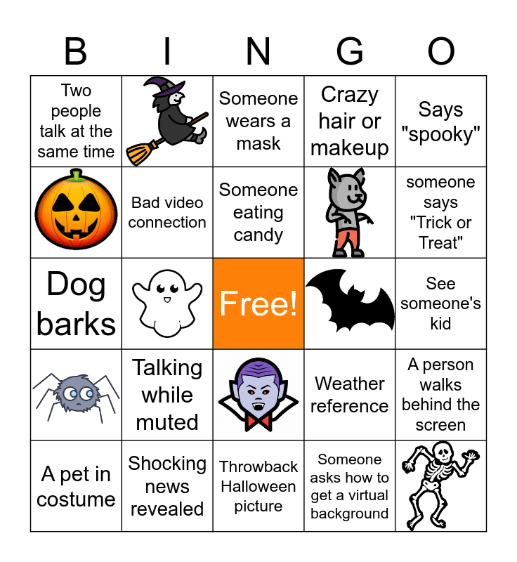 Virtual Halloween Bingo Card
