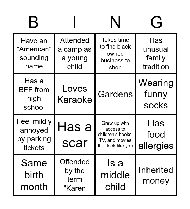 RHI Caroline Furnance Bingo Card