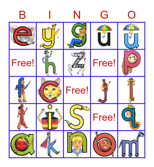 Letterland Bingo Card