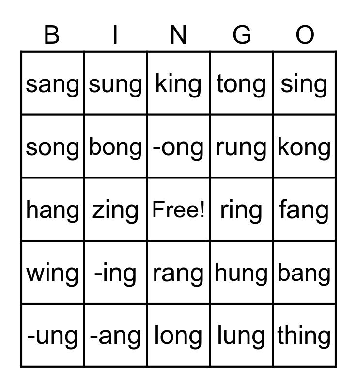 GLUED SOUNDS -NG Bingo Card