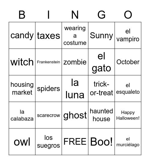 Spooky Bingo Card