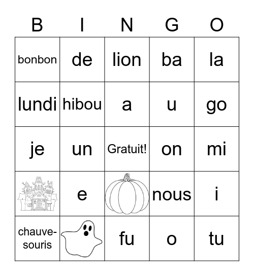 BINGO des sons Bingo Card