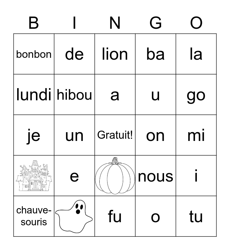BINGO des sons Bingo Card
