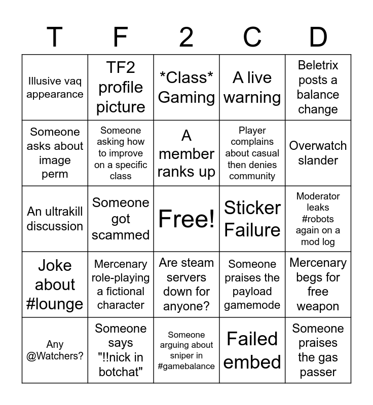 TF2 discord bingo Card