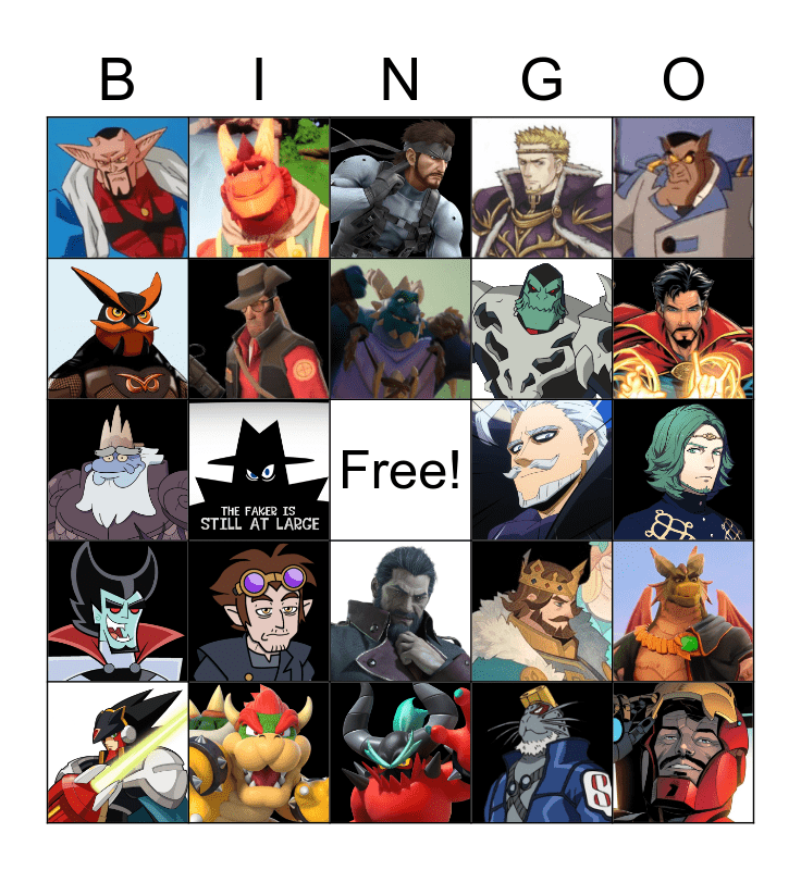 Character TFs Bingo Card