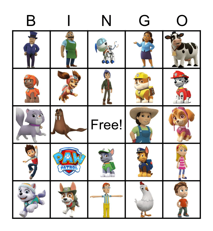Paw Patrol Bingo Card