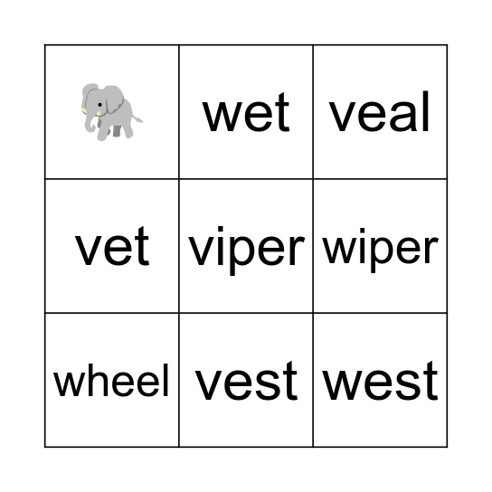 W vs. V Bingo Card