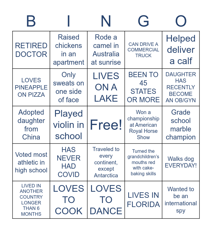 MIX & MINGLE Bingo Card