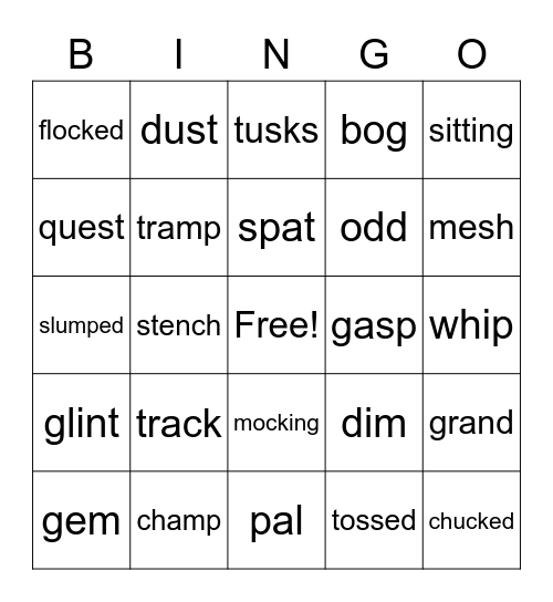 Magic Belt Series Words Bingo Card