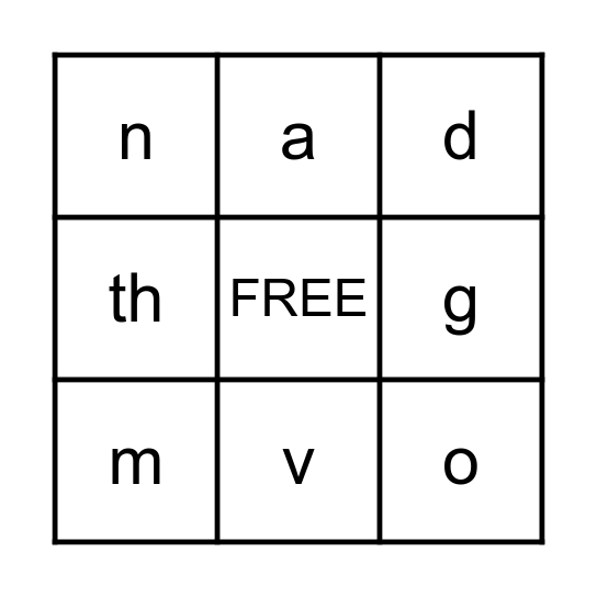 Sound Bingo Card