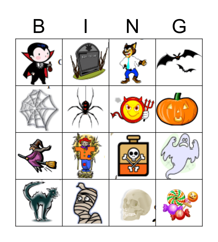 German Halloween Bingo Card