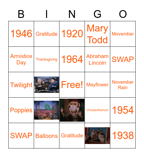Everything November! Bingo Card