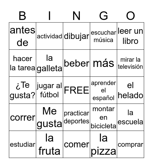 Foreign Language Week Bingo Card