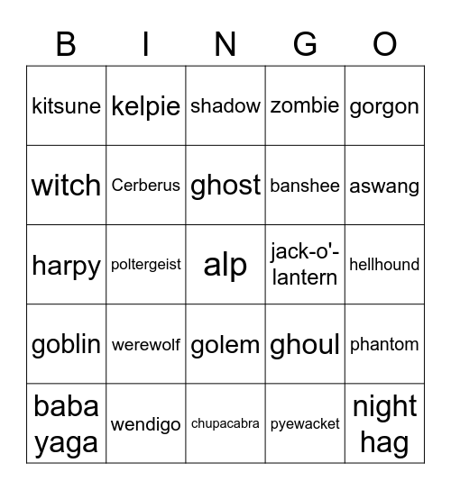 ALL HALLOWS' EVE Bingo Card